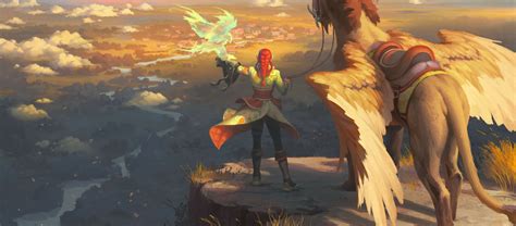 X Resolution Fantasy Women Hd Griffin Adventure Art X Resolution Wallpaper