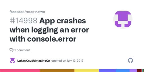 App Crashes When Logging An Error With Console Error Issue Facebook React Native Github