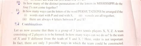 10 In How Many Of The Distinct Permutations Of The Letters In Mississipp