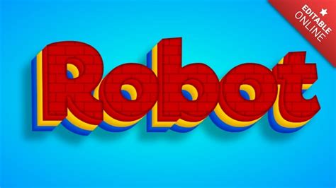 Robot 3d текст красные кирпичи Генератор текстовых эффектов