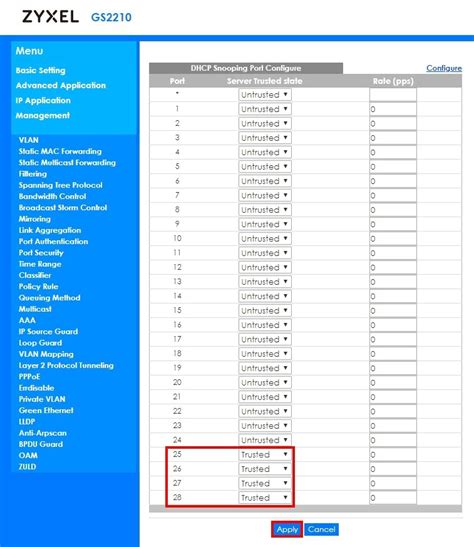 Zyxel 網管交換機設定 Dhcp Snooping Esafe360 越南資訊安全與網路弱電工程整合