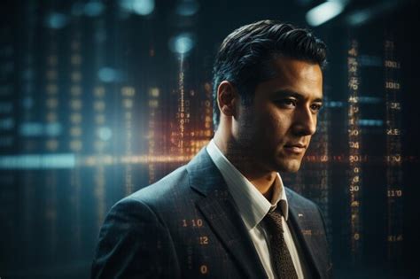 Premium Photo Double Exposure Of Binary Data Digits Alphabet And Business Man Abstract