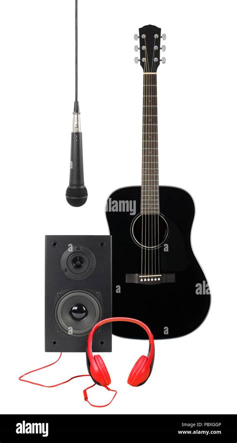 Music And Sound Front View Black Western Acoustic Guitar Microphone