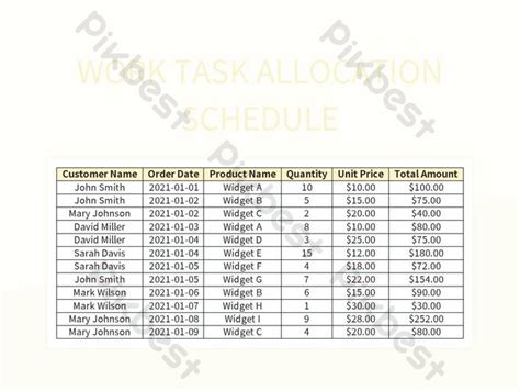 Efficient Task Allocation Schedule For Work Operations Excel Template Free Download Pikbest