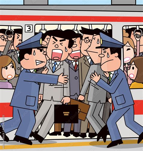 通勤ラッシュの電車 Stock Illustration Adobe Stock