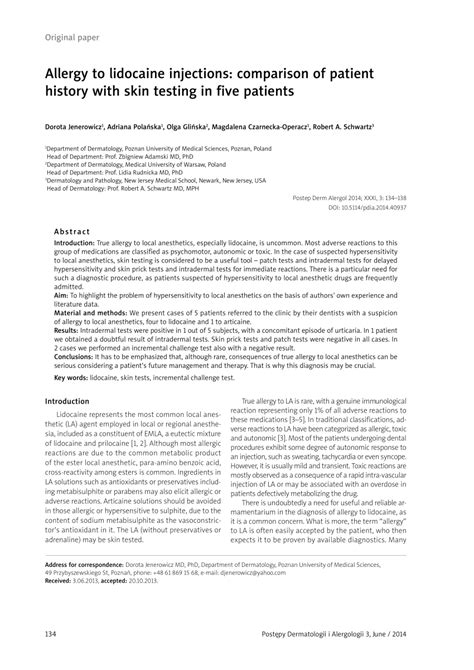 Allergy To Lidocaine Dental At Wilfred Mccarty Blog