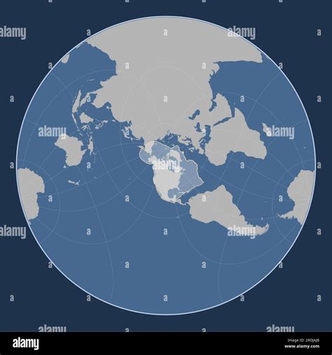 North American Tectonic Plate On The Solid Contour Map In The Lagrange Oblique Projection