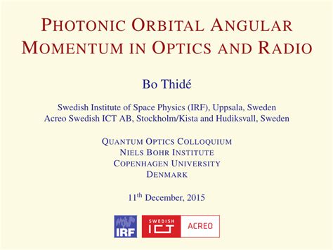 Pdf Photonic Orbital Angular Momentum In Optics And Radio