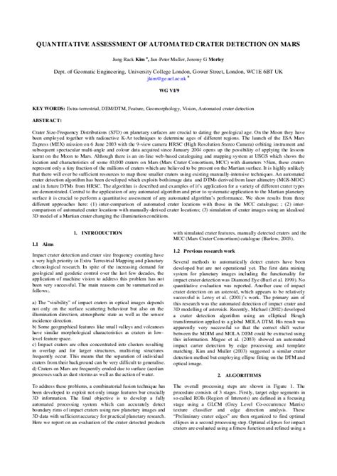 Pdf Quantitative Assessment Of Automated Crater Detection On Mars