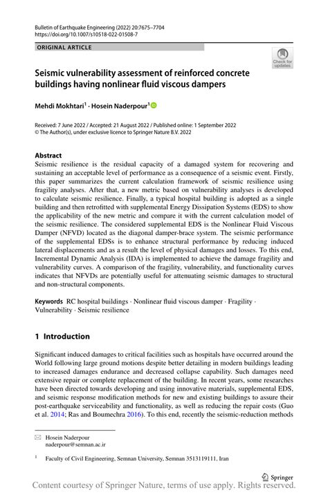 Seismic Vulnerability Assessment Of Reinforced Concrete Buildings Having Nonlinear Fluid Viscous