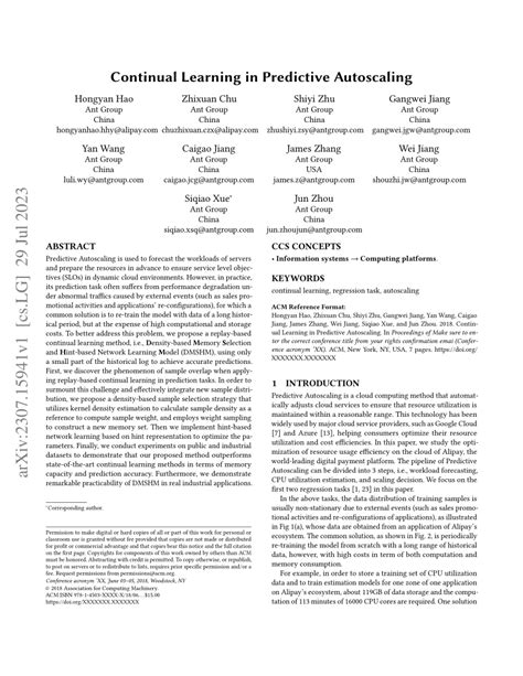 Pdf Continual Learning In Predictive Autoscaling