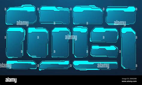 Blue Futuristic Hud Or Ui Elements Sci Fi User Interface Text Boxes