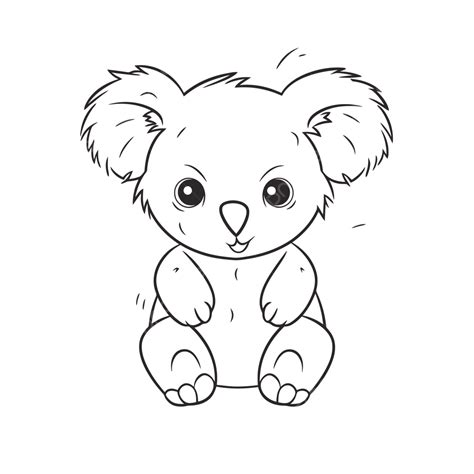 귀여운 코알라 곰 색칠 페이지 만화 벡터 일러스트 개요 스케치 드로잉 코알라 그리기 코알라 개요 코알라 스케치 Png