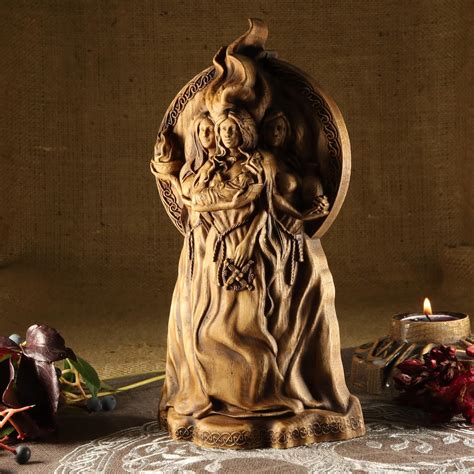 Brigid Goddess Wooden Statue Celtic Irish Deity Imbolc Decor Etsy