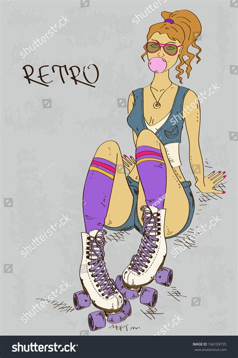 Retro Illustration Beautiful Sexy Girl On Stock Vector Royalty Free 166109735 Shutterstock