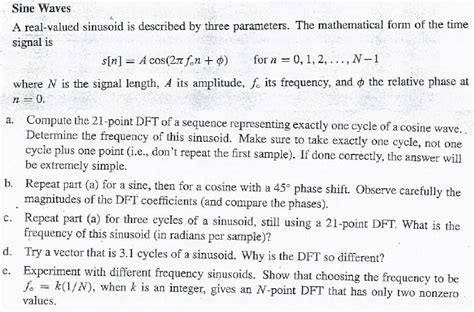 solved a real valued sinusoid is described by three