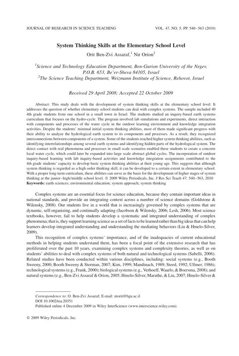 PDF System Thinking Skills At The Elementary Babe