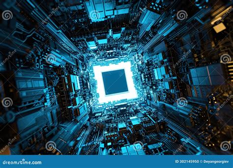 Futuristic Computer Microprocessor Core With Intricate Design A
