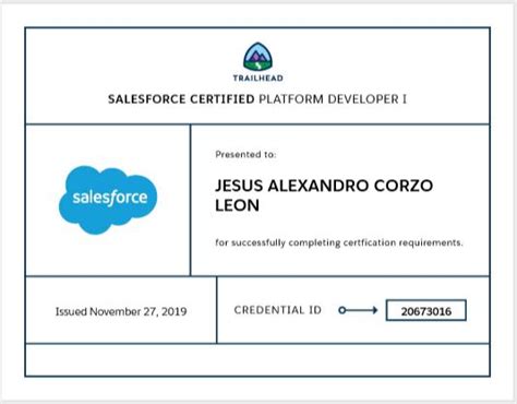 Jesus Alexandro Corzo Leon On Linkedin Obtenido Salesforce Developer 1 Certificate