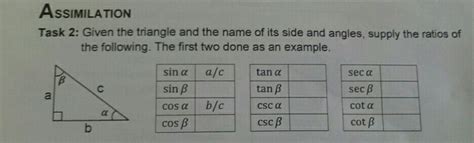 solved assimilation task 2 given the triangle and the name of its