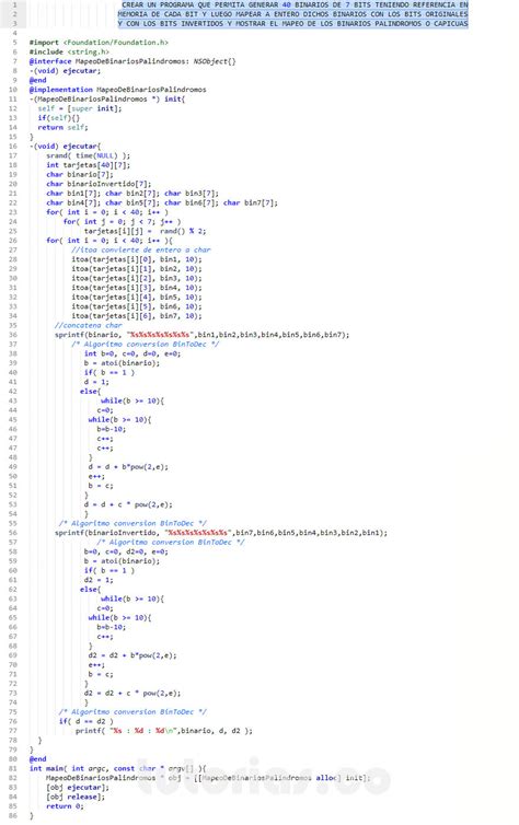 Poo Objective C Mapeo De Bits Palindromos