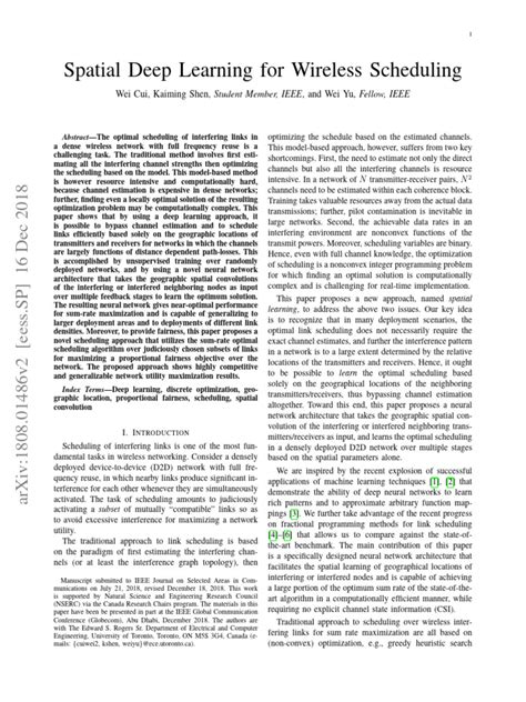 Spatial Deep Learning For Wireless Scheduling Pdf Artificial Neural Network Mathematical