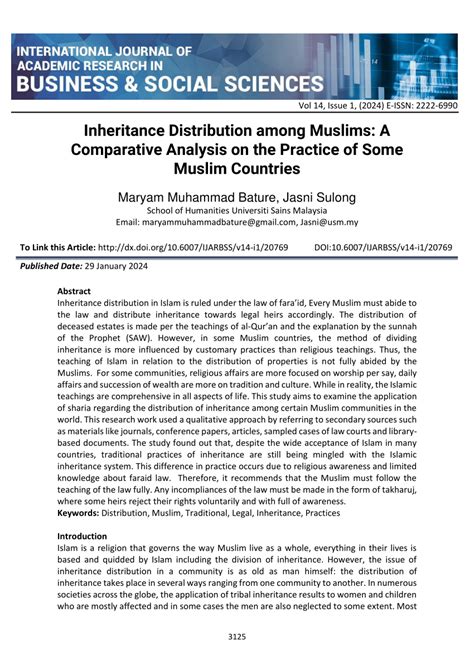 Pdf Inheritance Distribution Among Muslims A Comparative Analysis On