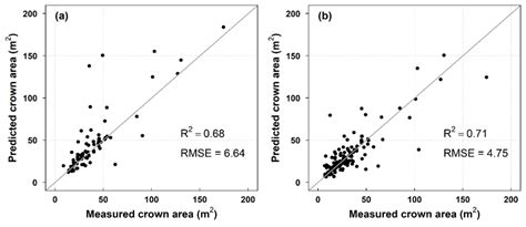 Relationships Between The Measured Tree Crown Areas And The Predicted