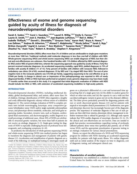 Pdf Effectiveness Of Exome And Genome Sequencing Guided By Acuity Of Illness For Diagnosis Of