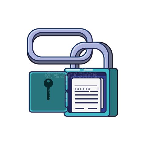 Secure Padlock Open With Chain And Password Stock Vector Illustration