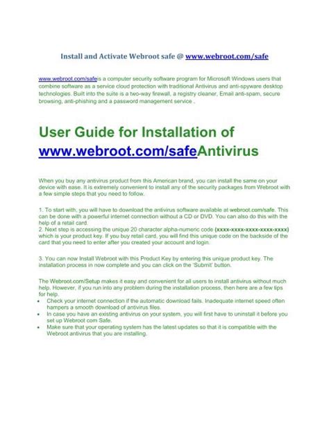 Install And Activate Webroot Safe