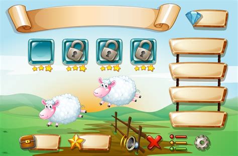 Retro 2d Arcade Game Level Map Interface Vector Image