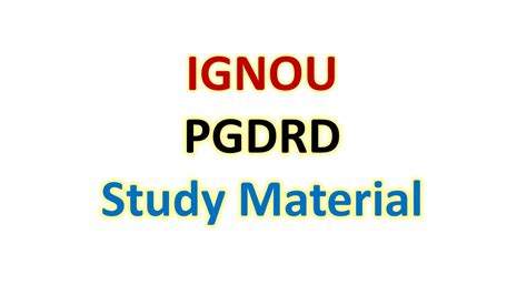 IGNOU PGDRD Study Material My Exam Solution