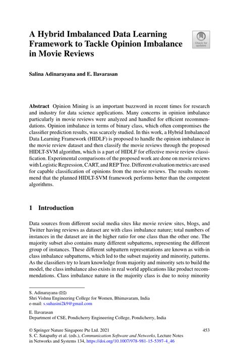 Pdf A Hybrid Imbalanced Data Learning Framework To Tackle Opinion Imbalance In Movie Reviews