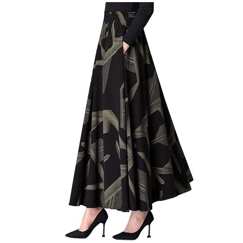 Felirenzacia Women Pocket Long Skirt Sexy Women High Print Long Skirt