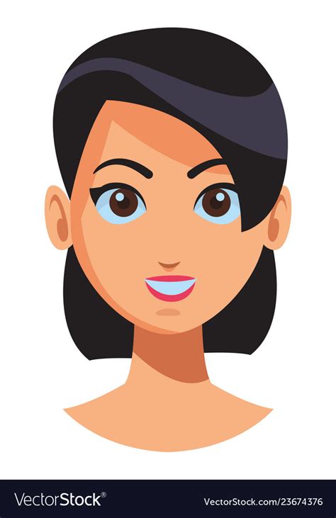 Young Woman Face Cartoon Royalty Free Vector Image