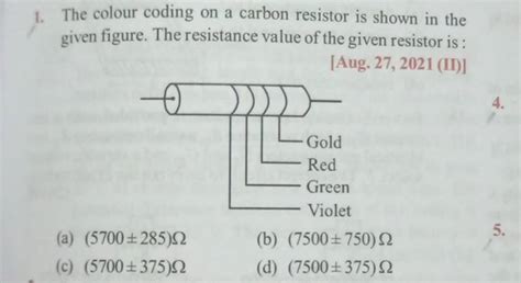 The Colour Coding On A Carbon Resistor Is Shown In The Given Figure The