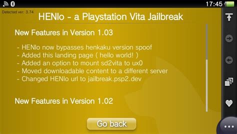 HENlo JB Vita Vita Homebrew Apps Exploits GameBrew