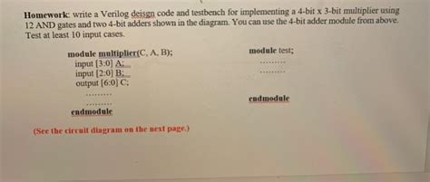 Solved Homework Write A Verilog Deisgn Code And Testbench