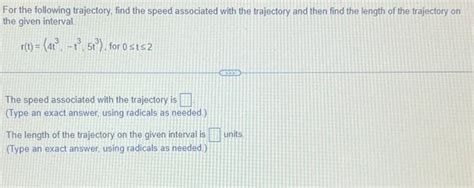 Solved For The Following Trajectory Find The Speed