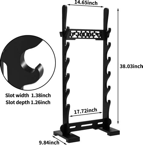 6 Tier Sword Stand Display Floor Wood Katana Sword Holder Black Samurai