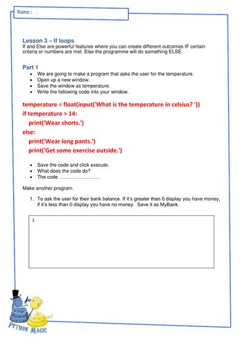 Ks3 Python Programming Lesson Task Resources Teaching Resources