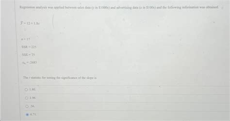 Solved Regression Analysis Was Applied Between Sales Data Chegg