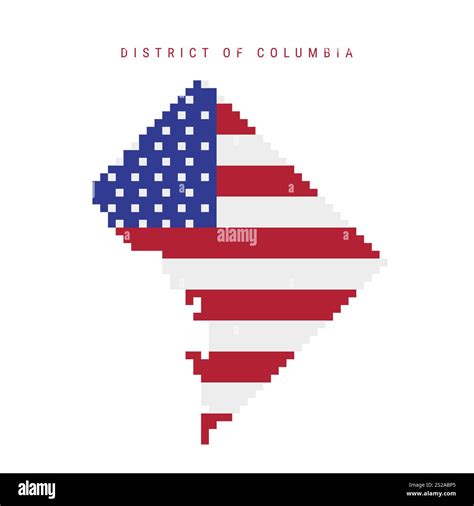 District Of Columbia Pixel Flag Map Icon Flat Vector Illustration