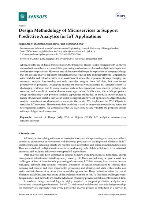 Pdf Design Methodology Of Microservices To Support Predictive Analytics For Iot Applications