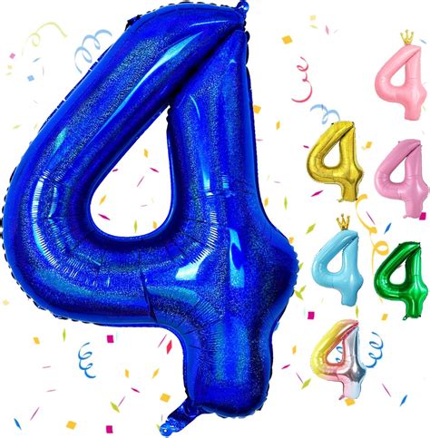 Funhot Dark Blue Number 4 Balloons 4th Birthday Balloon