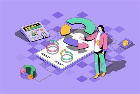 Data Analysis Concept In 3d Isometric Design Vector Illustration Stock