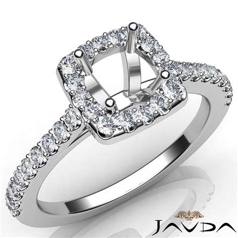 Diamond Engagement Round Semi Mount Shared Prong Setting Ring Platinum
