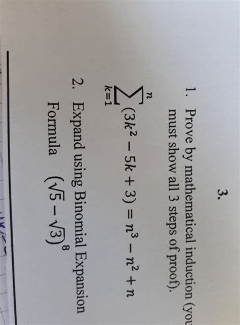 Solved 3 1 Prove By Mathematical Induction You Must Show