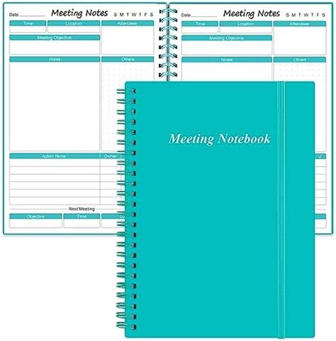 Meeting Notebook For Work With Action Items A5 Spiral Project Planner Notebook